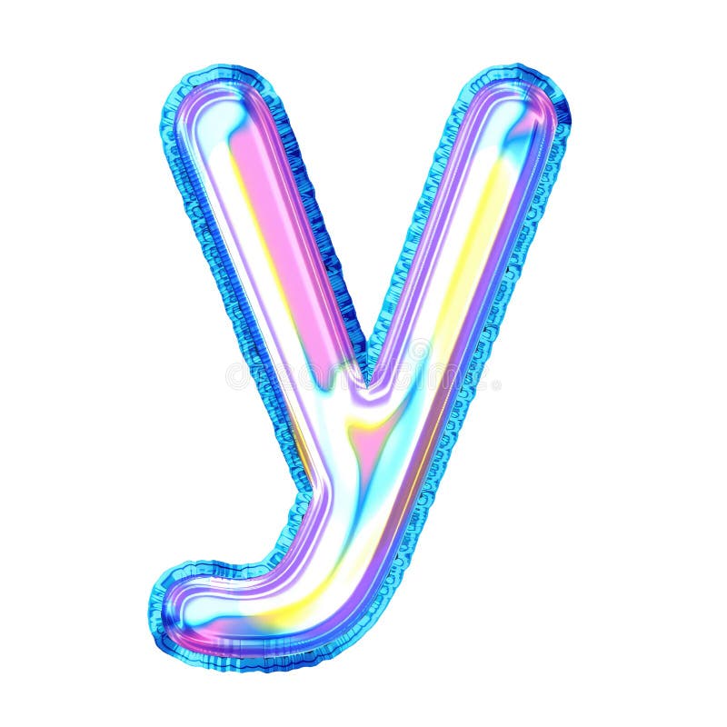 3D Holographic Balloon Alphabet Y Lowercase Letters, Isolated on ...