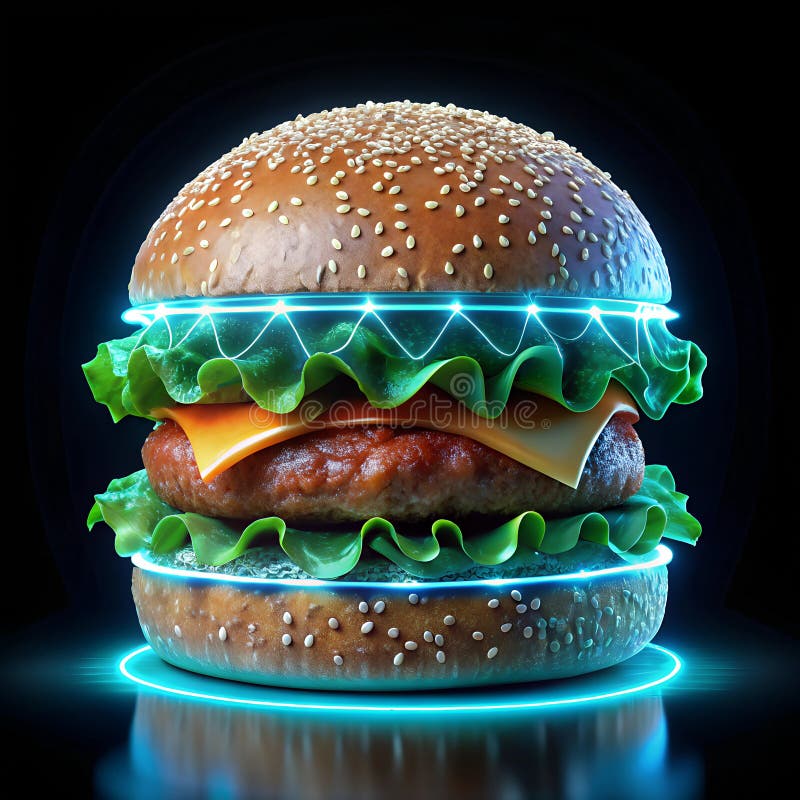 3D Holographic Hamburger Isolated. Stock Image - Image of virtual, hamburger: 341872489