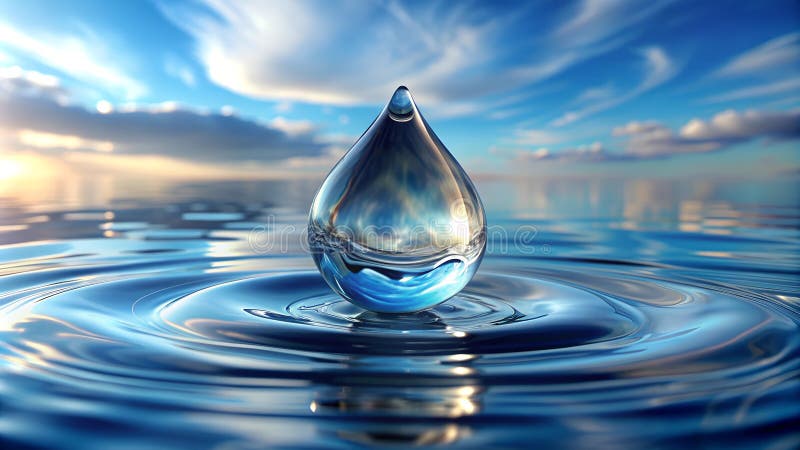 3d Holographic Fluid or Water Liquid with Tide Drop Illustration Stock ...