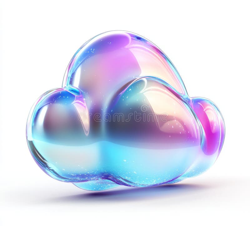 A 3D Holographic Glass AI Cloud Icon Representing Image, Digital Data ...