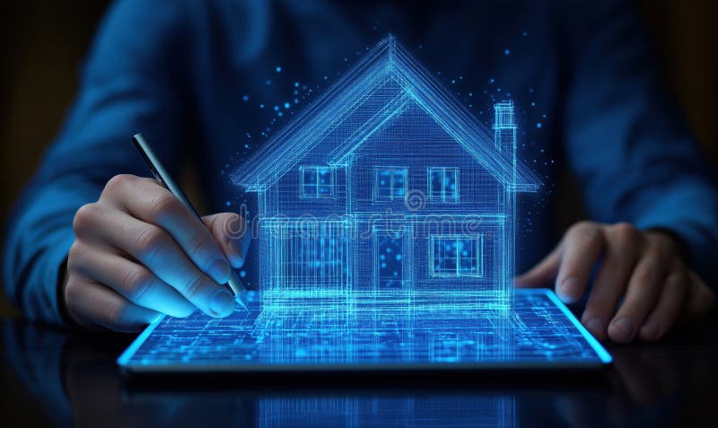3D Holographic House Design Concept with Digital Interface and Creative ...
