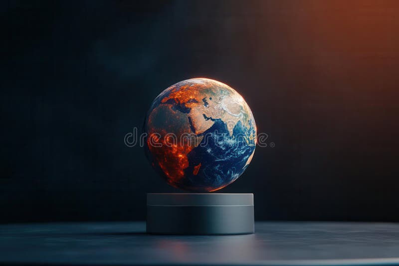 A 3D Holographic Search Engine Displaying a Rotating Globe with Live ...