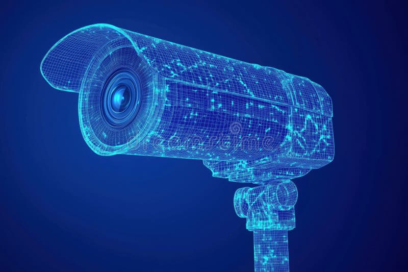 3D Holographic Security Camera Design, Digital Wireframe Technology ...