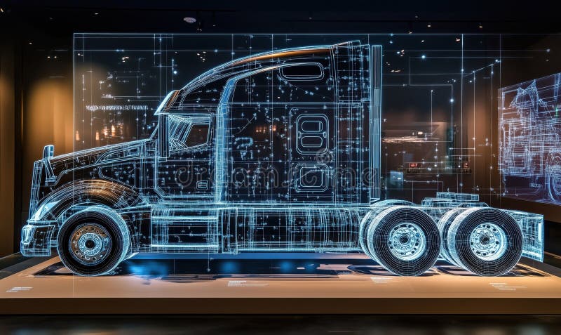 3D Holographic Truck Model Showcasing Detailed Design and Technology ...