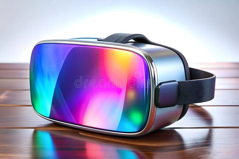 3D Holographic VR Headset on Glossy Table Concept As a VR Headset with ...