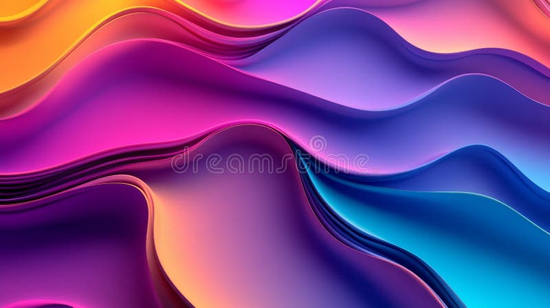 3D Holographic Wavy Abstract Shapes Background Stock Photo - Image of ...