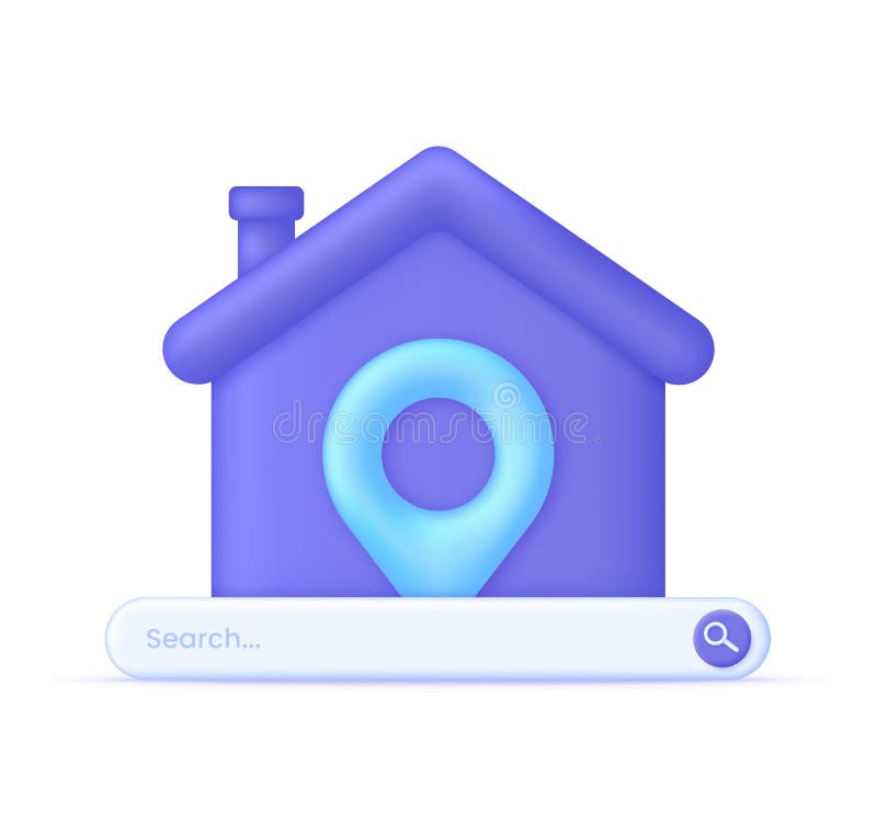 3D Home Location. House Point Icon. Navigation Concept and or Internet ...