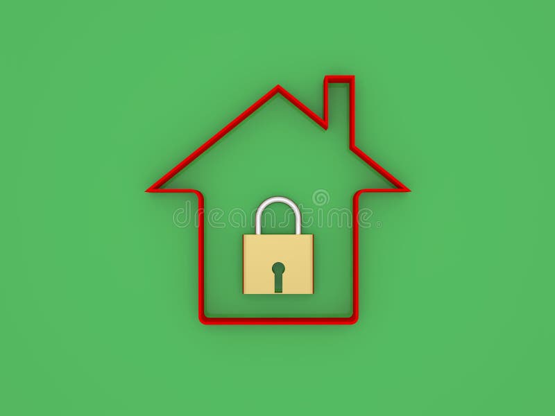 3d Home with Lock stock illustration. Illustration of access - 52072562