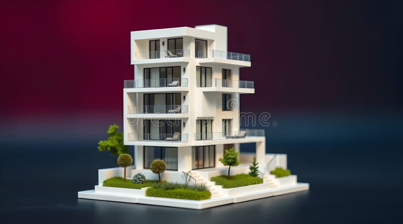 Modern Minimalist Building Architectural Model Stock Illustrations ...