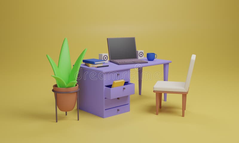 3d Home Office Concept Design. Stock Illustration - Illustration of ...