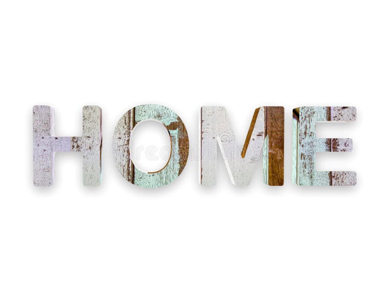 3D HOME Text, Wood Textured on White Background Stock Illustration ...