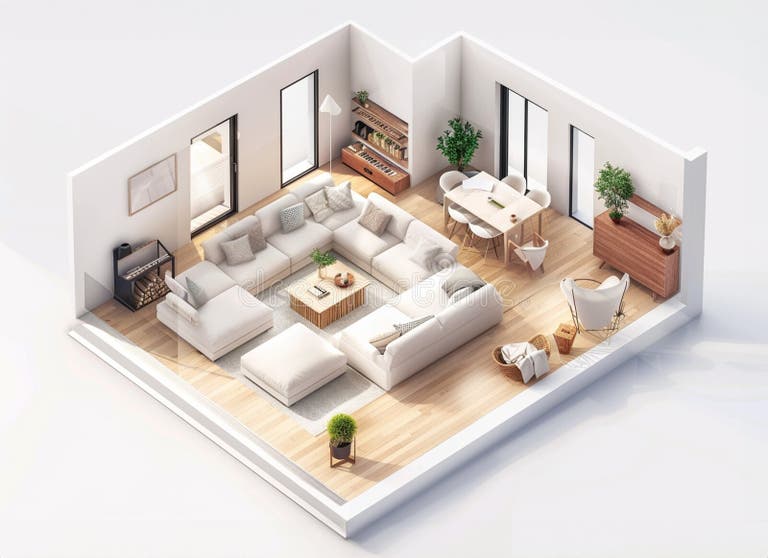 3D Home Visualization. Interior Design. Architectural Rendering. Generative AI Illustration ...