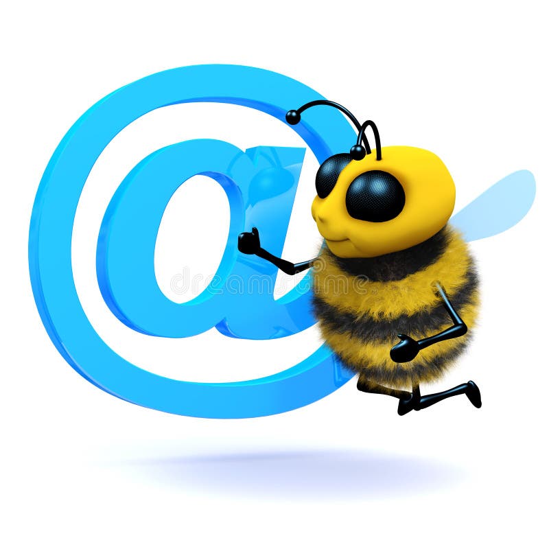 3d Honey Bee Has an Email Address Symbol Stock Illustration ...
