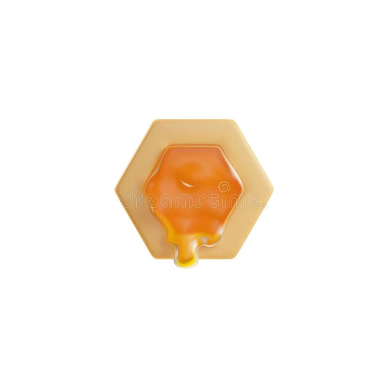 3D Honeycomb Cell with Dripping Honey. Stock Illustration ...