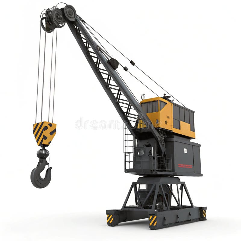 3D Hook Crane Isolated on White Background Stock Illustration ...