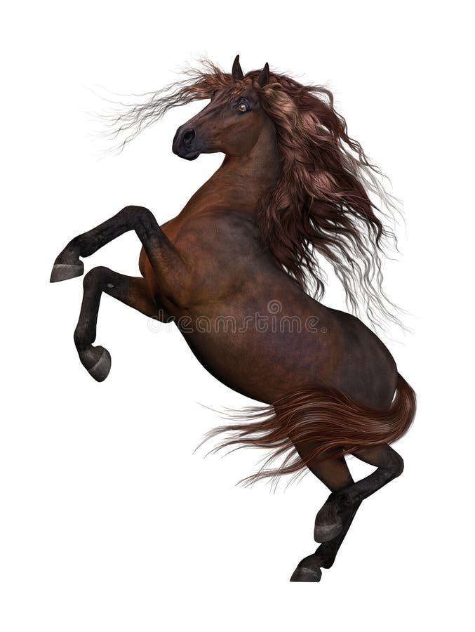 3D horse rising up stock image. Illustration of wild - 43469407