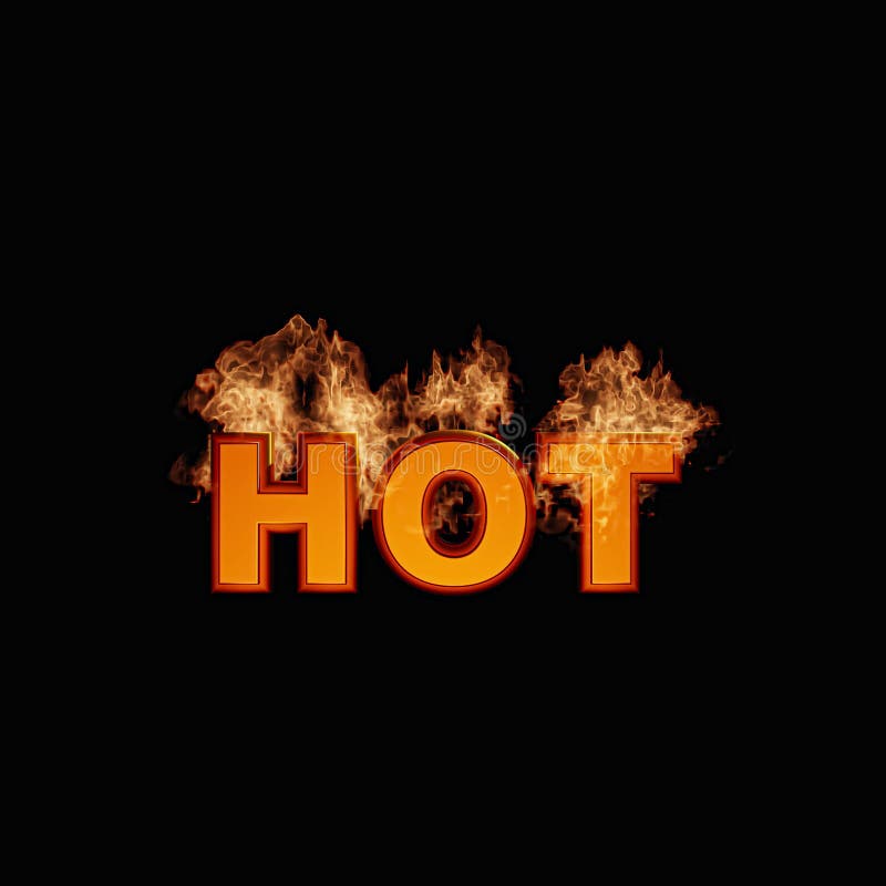 3d Hot Sign and Flame on Dark Background Stock Illustration ...