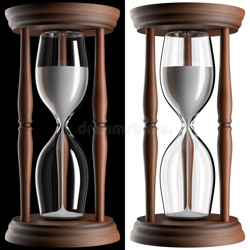 3D Hourglass Isolated on Black and White Background Stock Illustration ...