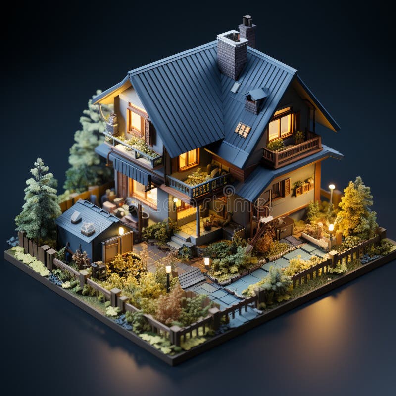 3d model house stock illustration. Illustration of model - 288282525