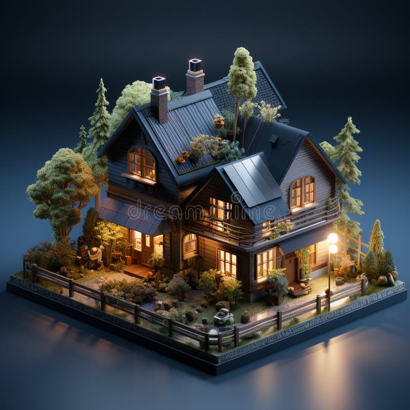 3d model house stock illustration. Illustration of model - 288282590