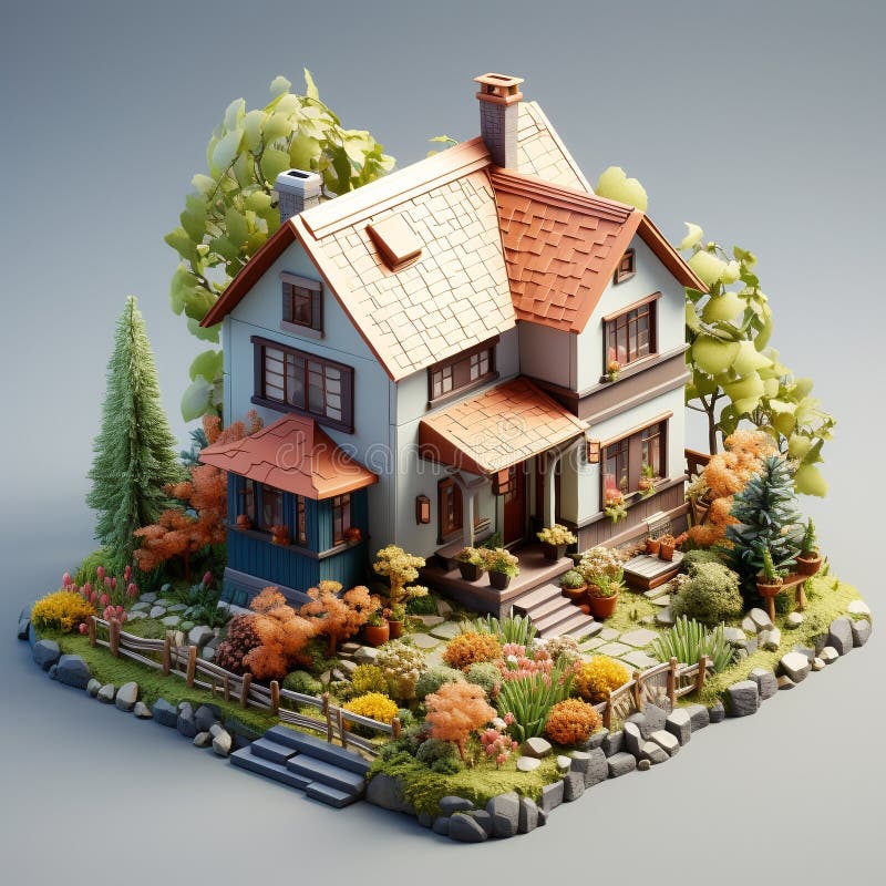3d model house stock illustration. Illustration of building - 288282449