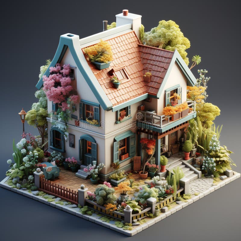3d model house stock illustration. Illustration of suitable - 288282549