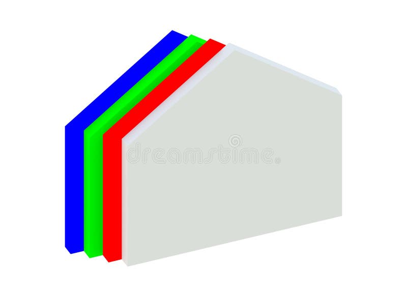 3D House Drawn in Schematic Form, with Multicolored Linear Elements ...