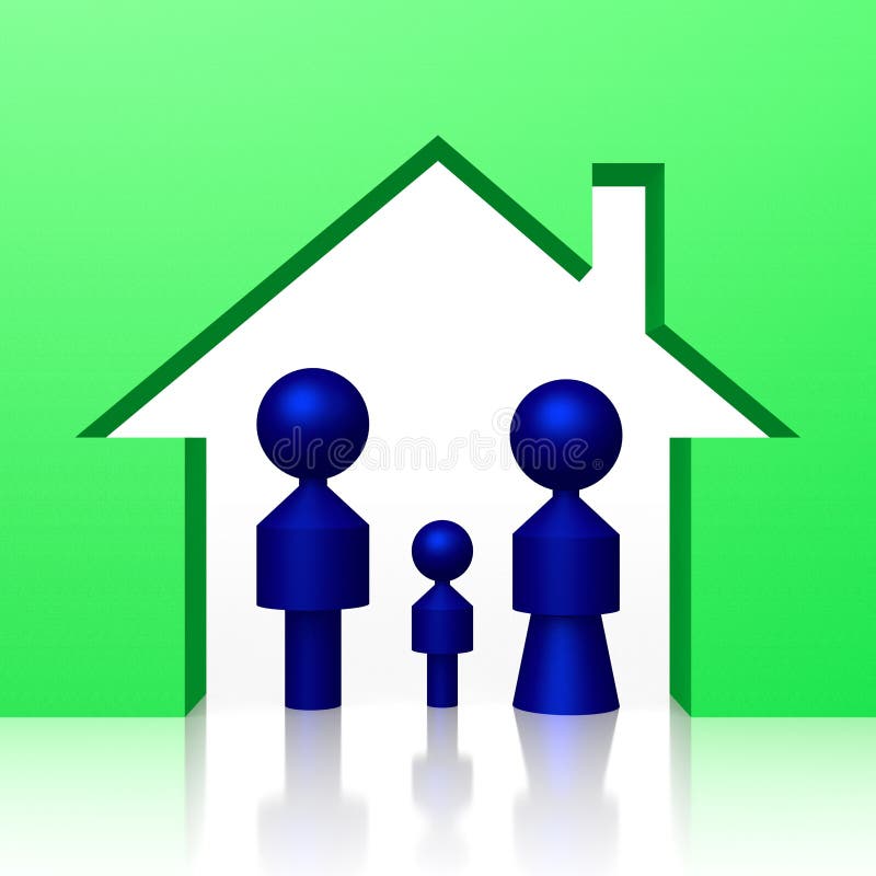 3D house, family symbol... stock illustration. Illustration of outline ...