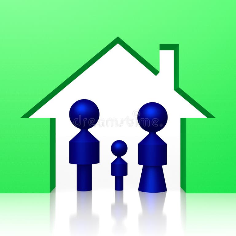 3D house, family symbol... stock illustration. Illustration of outline ...
