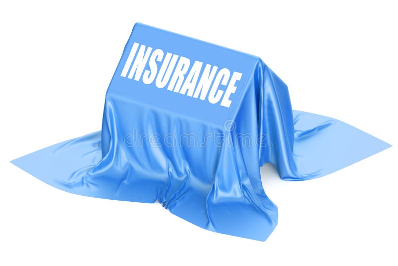 3D House Insurance Concept Covered Blue Fabric Stock Illustration ...