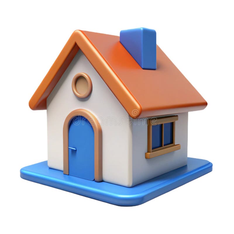 3D House Isolated on White Rendered Generic Stock Illustration ...