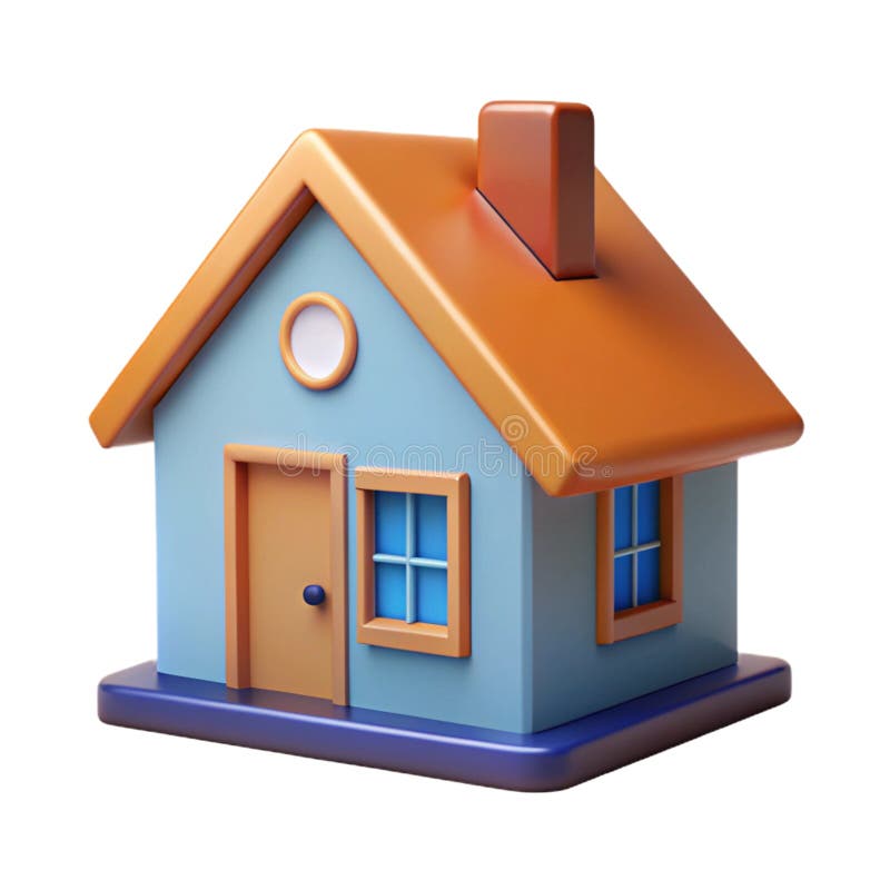 3D House Isolated on White Rendered Generic Stock Illustration ...