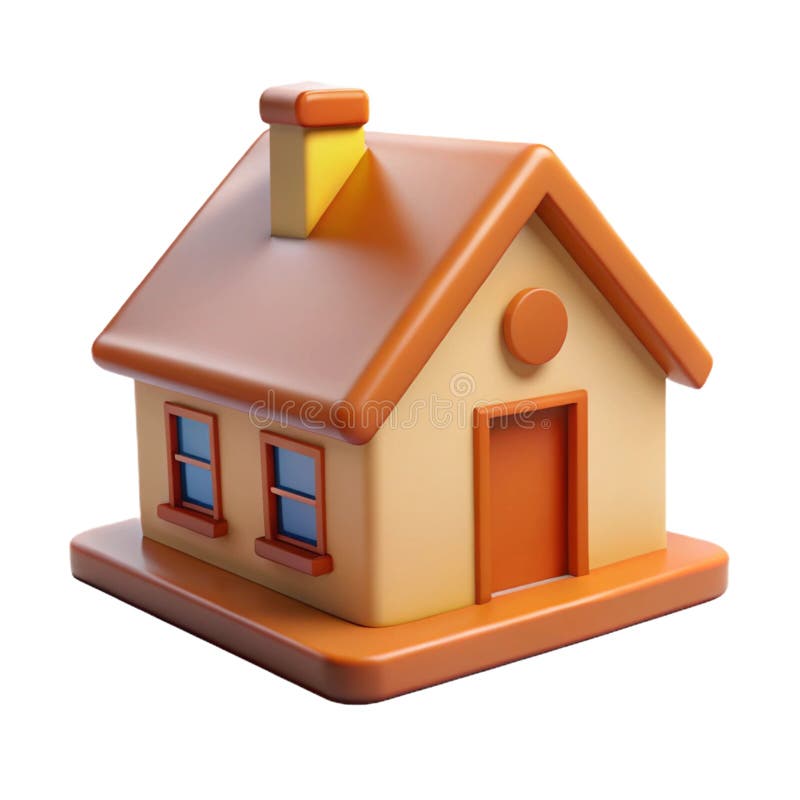 3D House Isolated on White Rendered Generic Stock Illustration ...