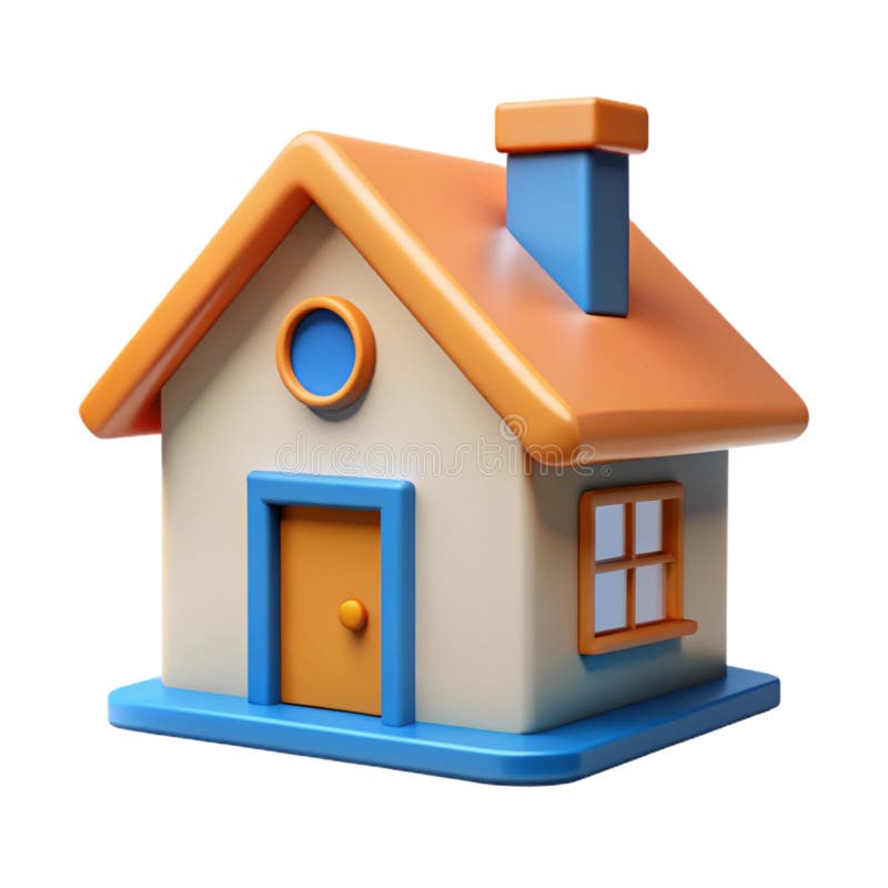 3D House Isolated on White Rendered Generic Stock Illustration ...