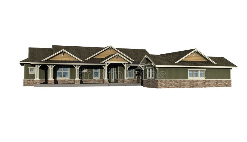 3d model of ranch home stock vector. Illustration of subdivision - 2089814