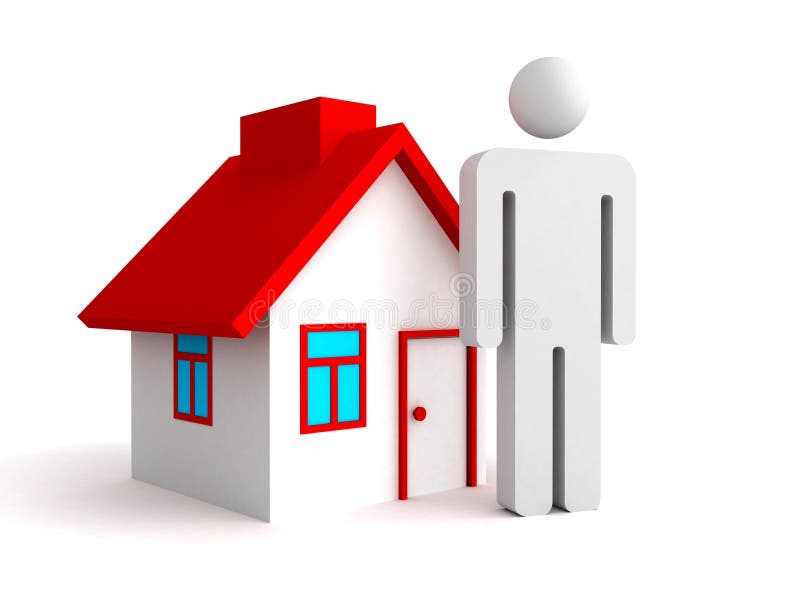 3d House with Person Man Icon. Real Estate Concept Stock Illustration ... 3d House with Person Man Icon. Real Estate Concept Stock Illustration ...