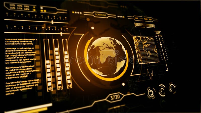 3D HUD Interface Display Scanning of the Planet Earth Green Stock ...