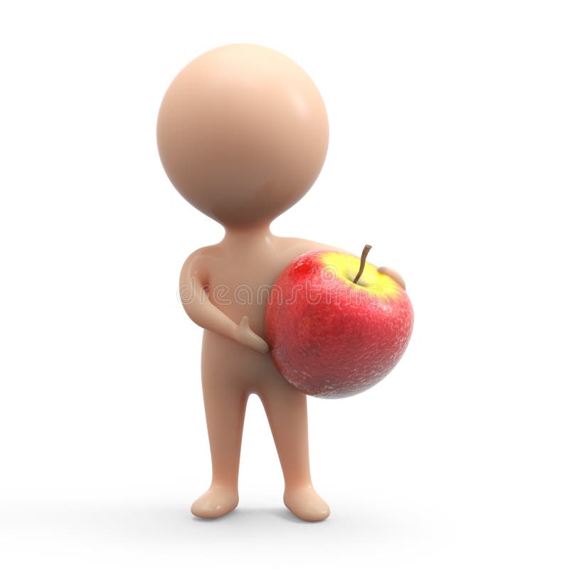 3d Human with apple stock illustration. Illustration of diet - 38883428