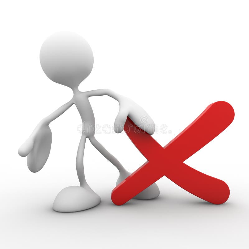 3d Human with Big Negative Symbol Stock Illustration - Illustration of ...