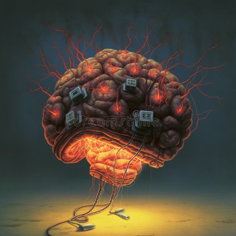 3D of Human Brain, Illustration, Brain Virus Infection Concept ...