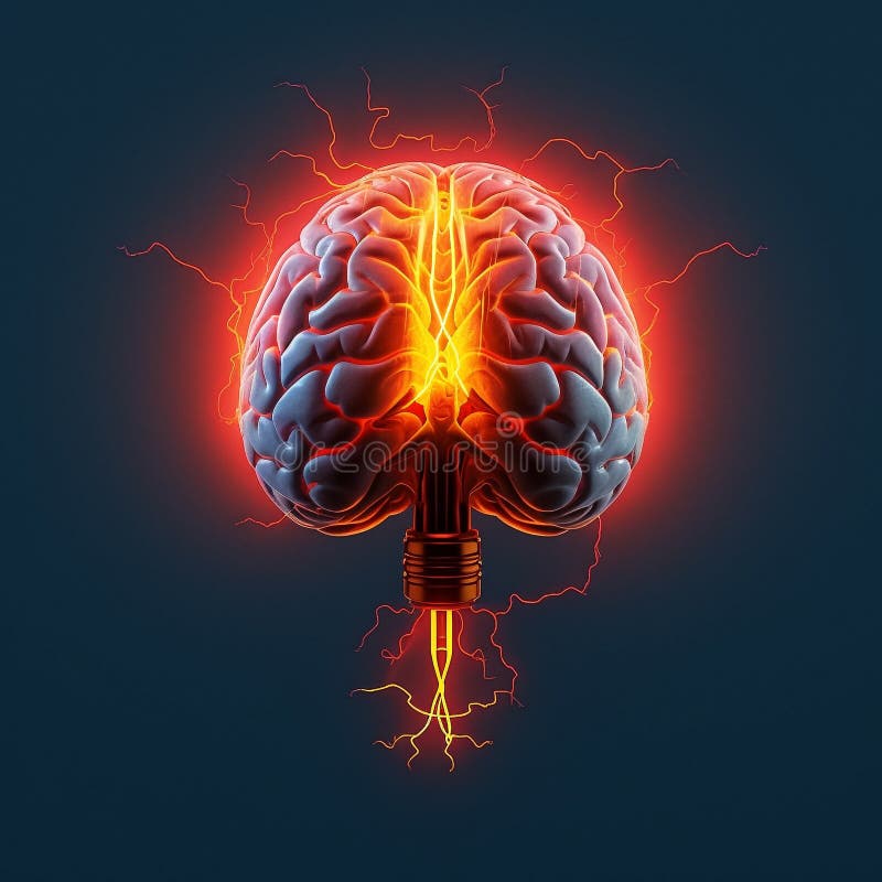3D of Human Brain, Illustration, Brain Virus Infection Concept ...