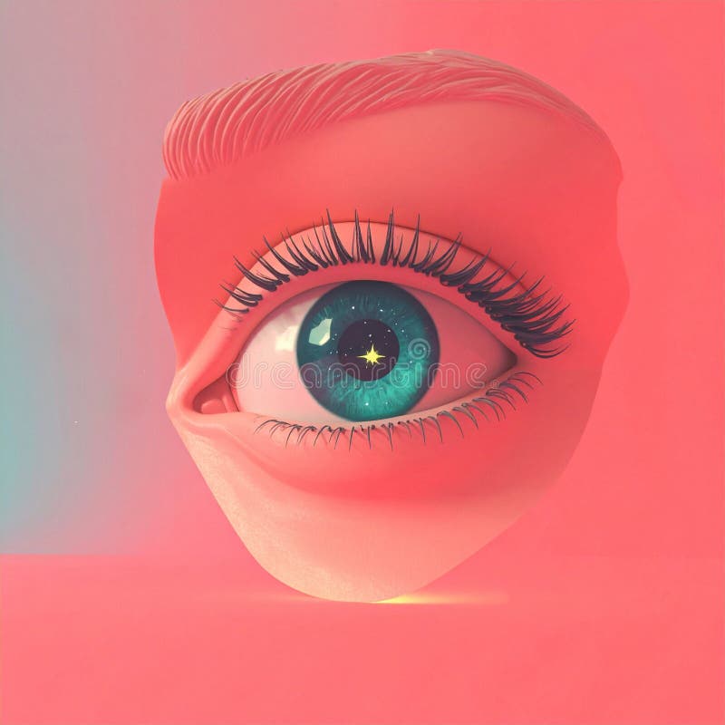 3D Human Eye Style 3D Drawing on Red Background Stock Photo - Image of ...