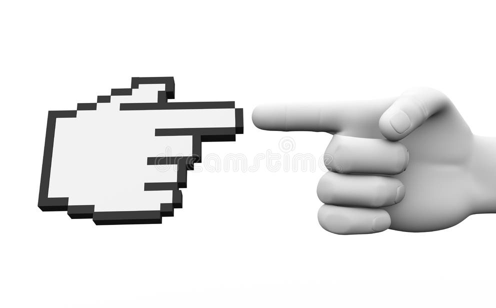 3d Human Hand and Cursor Pointer Illustration Stock Illustration ...