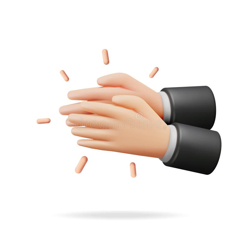 3D Human Hands Clapping Isolated on White Stock Vector - Illustration ...