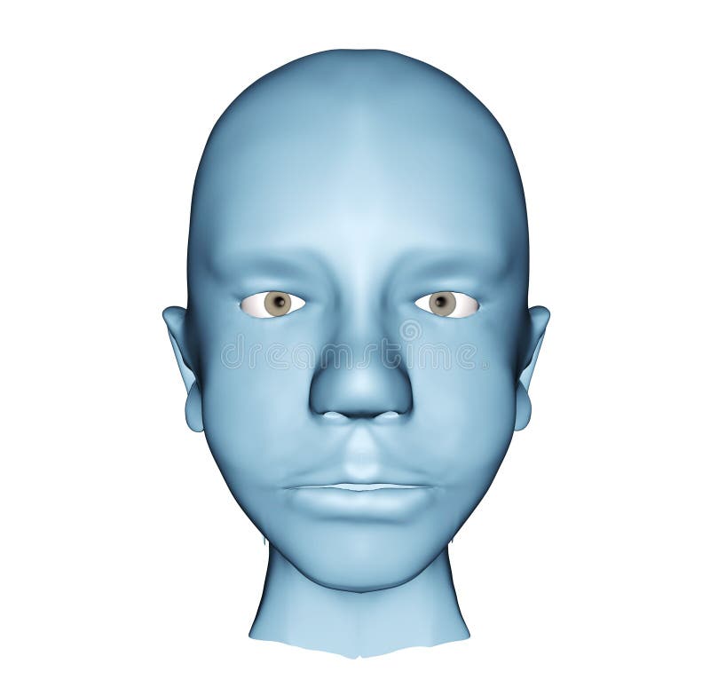 3d Human Head Illustraiton Front View Stock Illustration - Illustration ...
