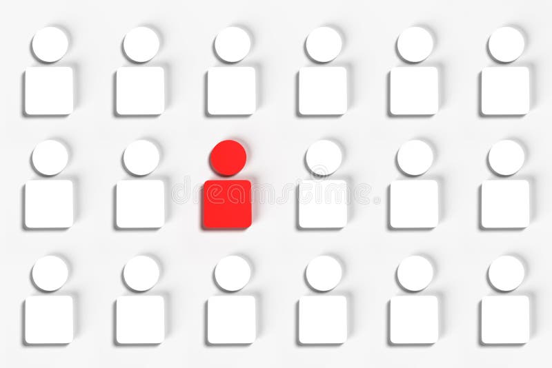 Human Icon with One Red Stand Out Person Stock Photo - Image of ...