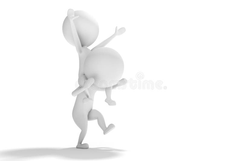 3d Human on the Shoulders of Another Stock Illustration - Illustration ...