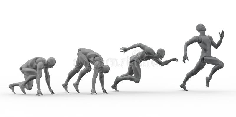 3D Human sprint stock illustration. Illustration of concentration ...