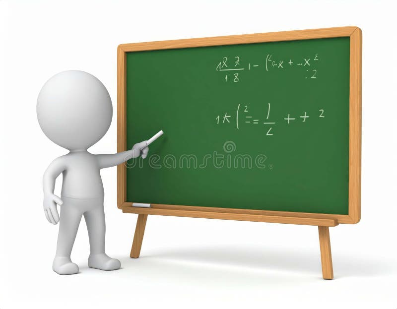 3d Human Teaching Mathematics Using Chalk on a Chalkboard in a ...