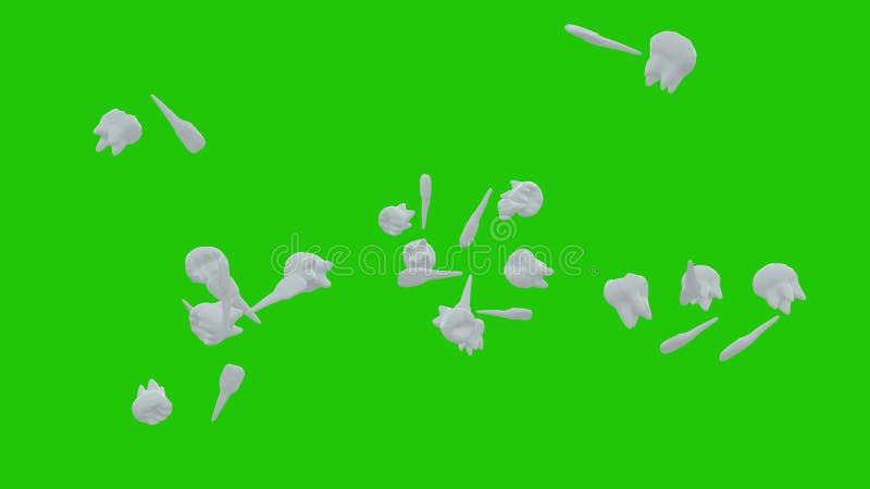 Animation with Rotation of Blue Holographic Teeth on a White Screen ...